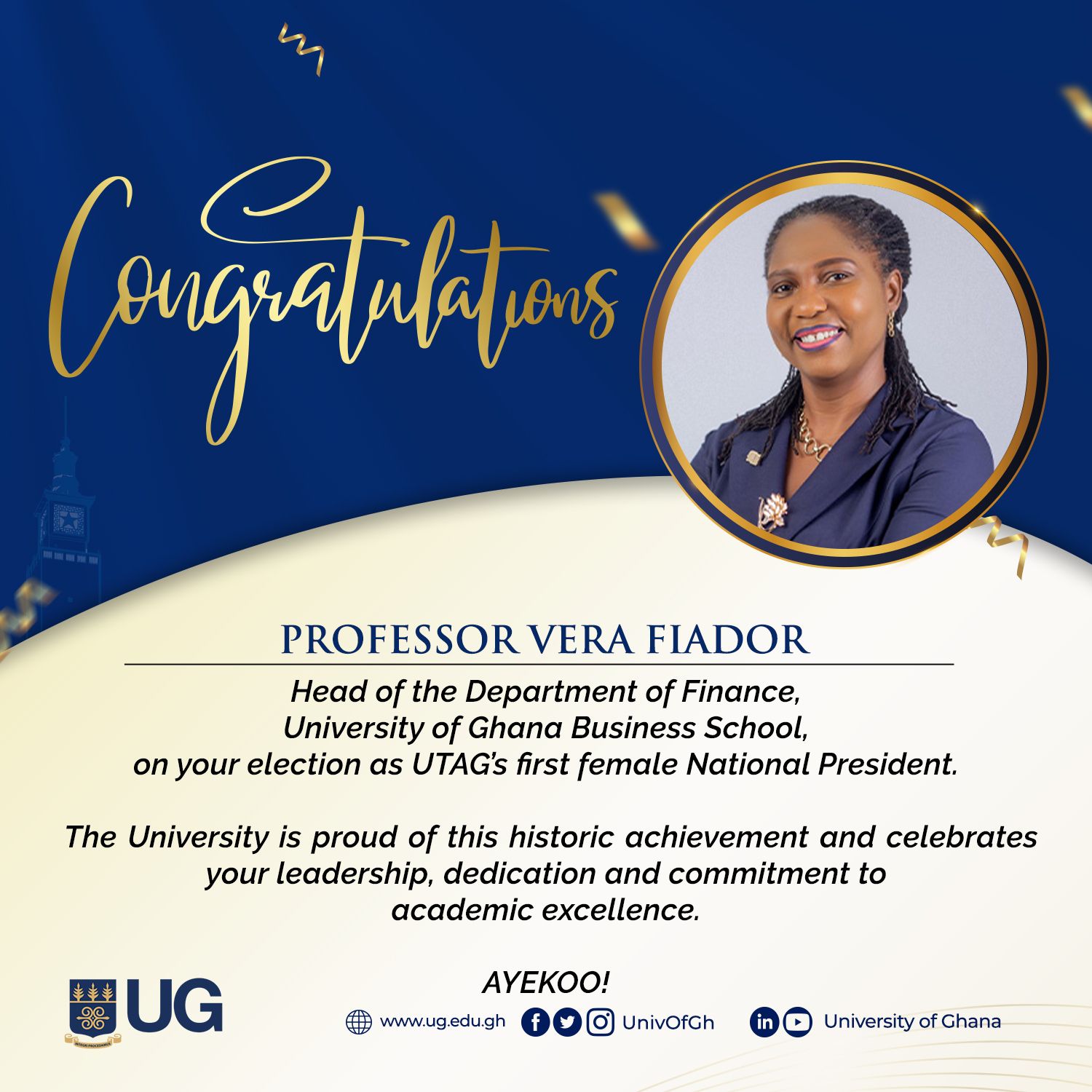 Prof. Vera Ogeh Fiador Becomes First Female UTAG National President | University of Ghana